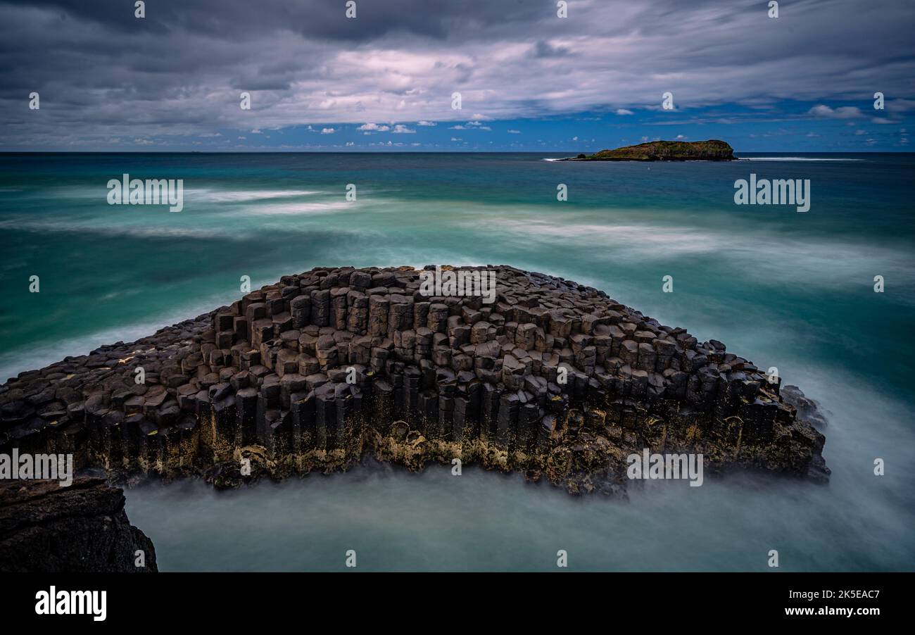 Basalt volcanic rock columns nature formations at the Fingal Head ...