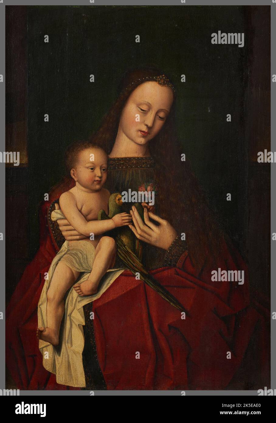 Virgin and Child with a Parrot, after Jan van Eyck Stock Photo - Alamy