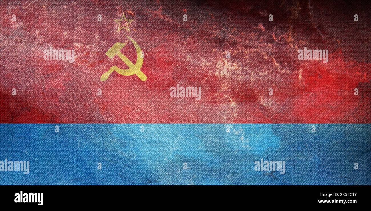 retro flag of Ukrainian Soviet Socialist Republic, Europe with grunge ...