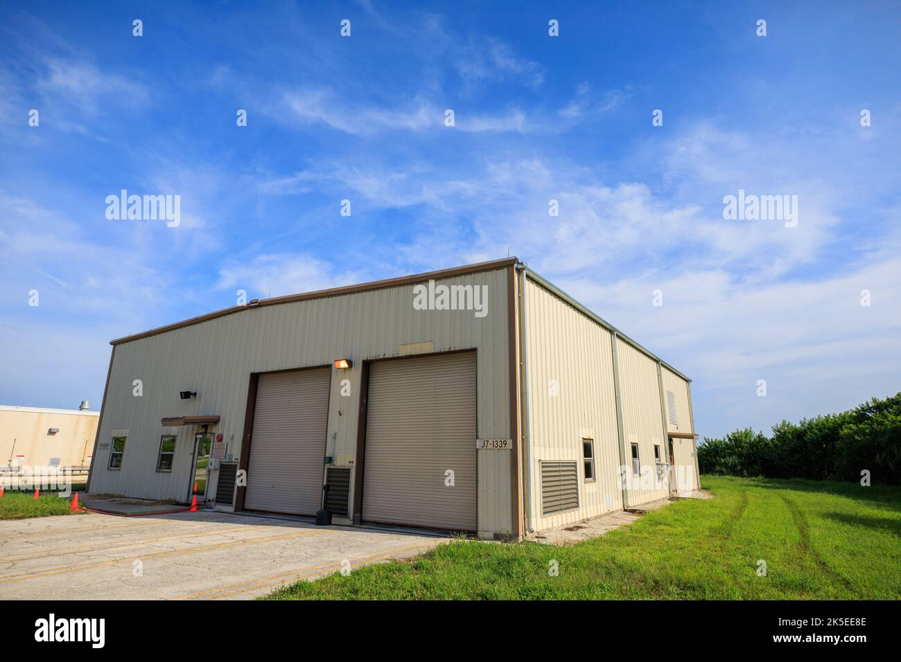 An exterior view of Fire Station 3 at Launch Complex 39B at NASA’s ...