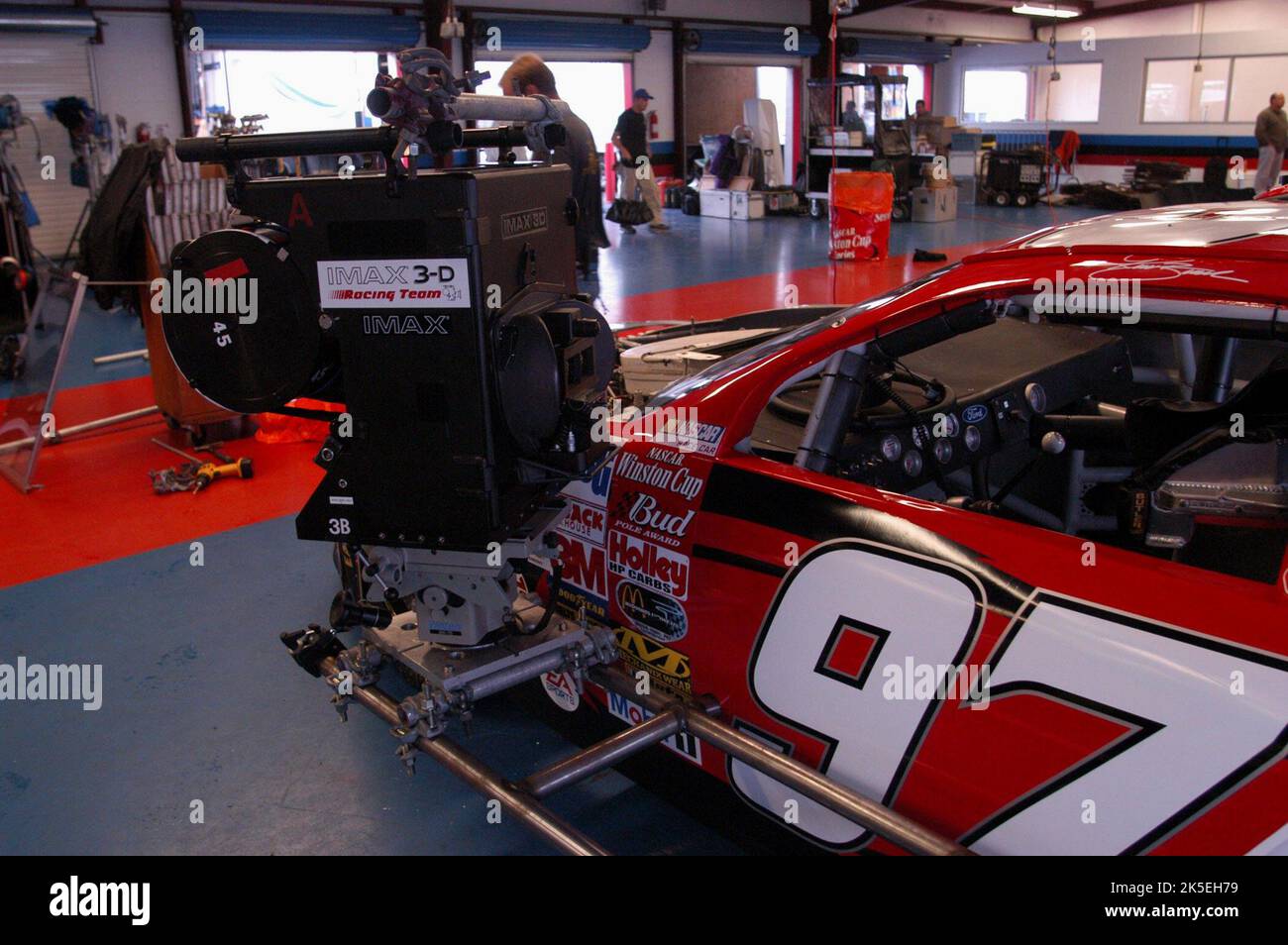 RACING CAR IN GARAGE, NASCAR 3D: THE IMAX EXPERIENCE, 2004 Stock Photo ...