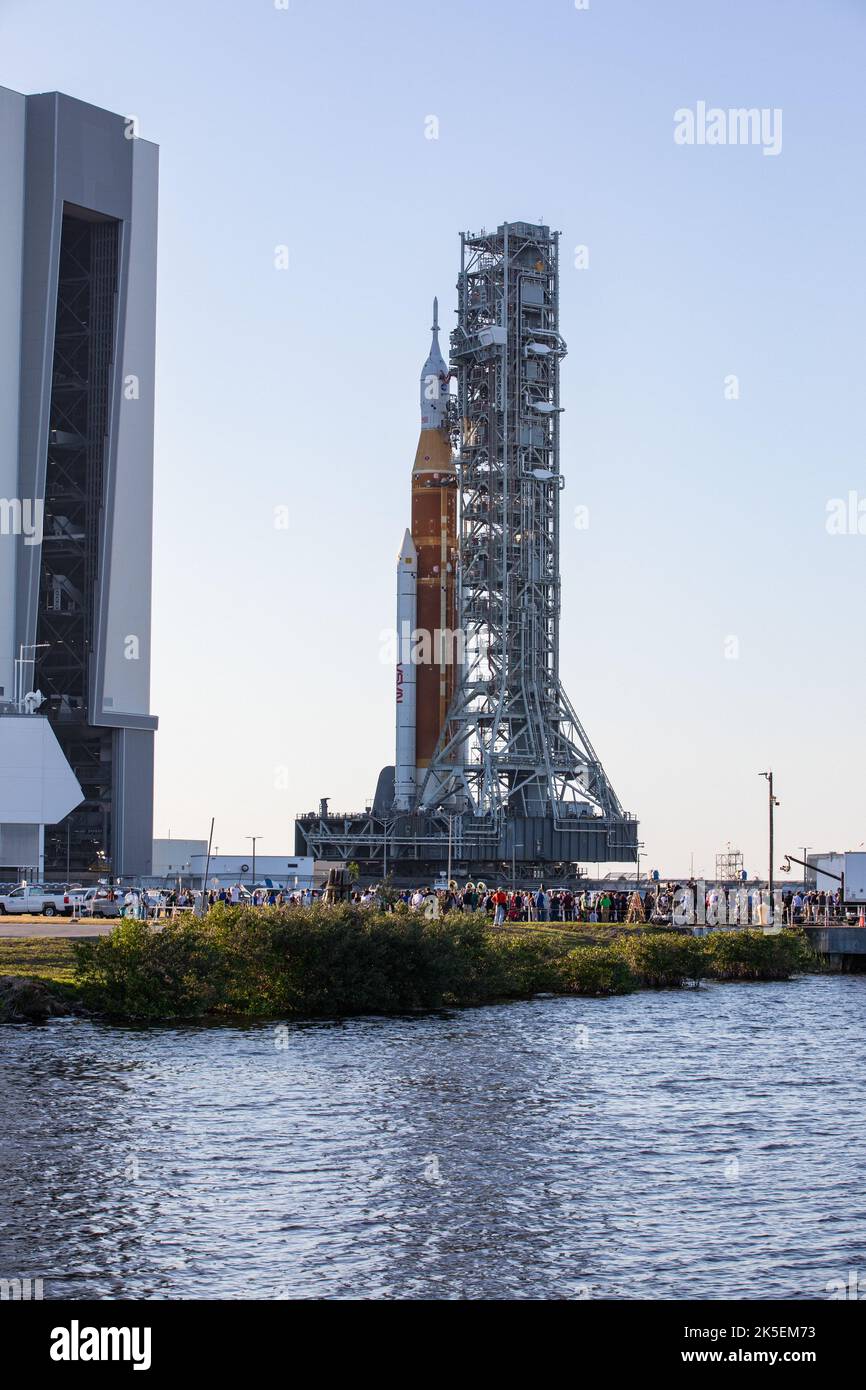 NASA’s Moon rocket is on the move at the agency’s Kennedy Space Center ...