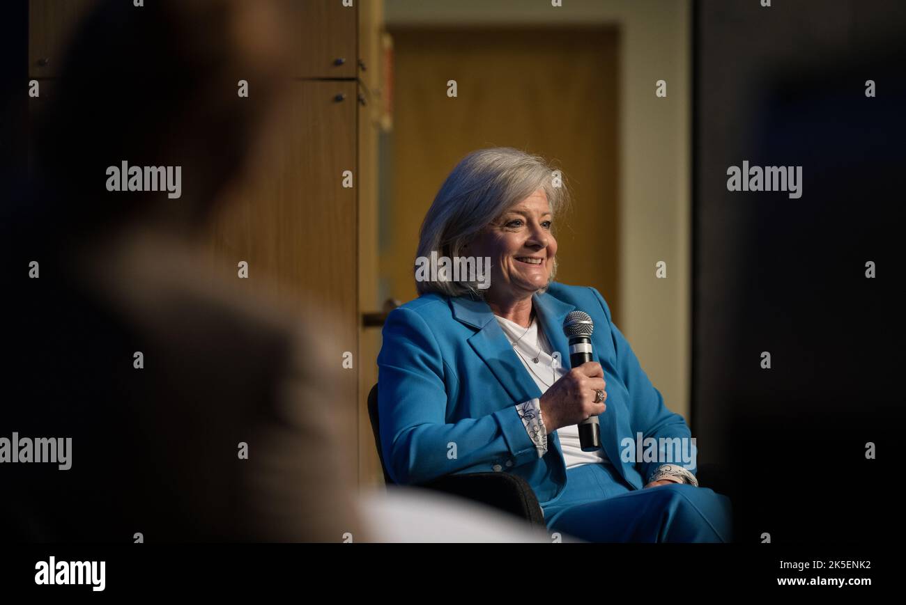Director of Marshall Space Flight Center, Jody Singer, speaks on a ...