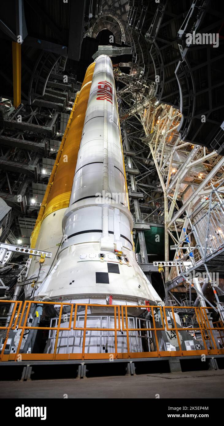In this view looking up in High Bay 3 of the Vehicle Assembly Building ...