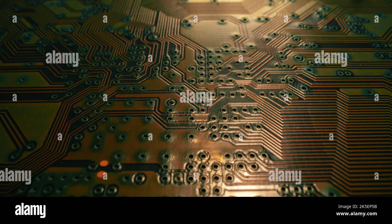 Semiconductors chip. Technology background. High tech electronic circuit board background. Close ...