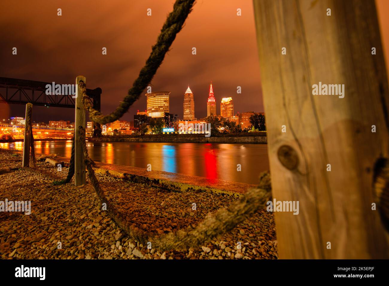 Cleveland Ohio at Night Stock Photo - Alamy