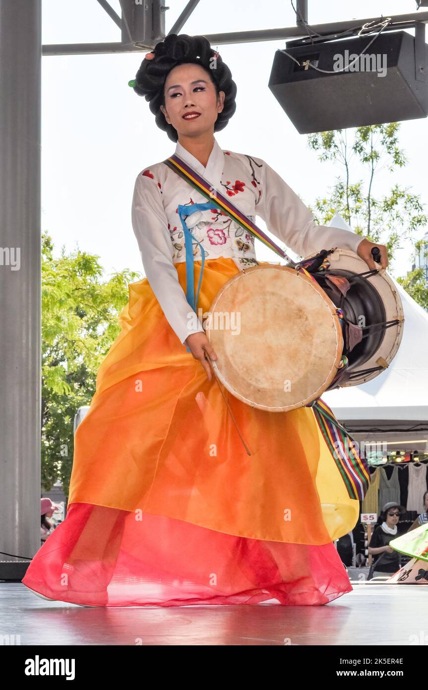 Korean Dancers performing live in the Redpath stage, Toronto, Canada ...