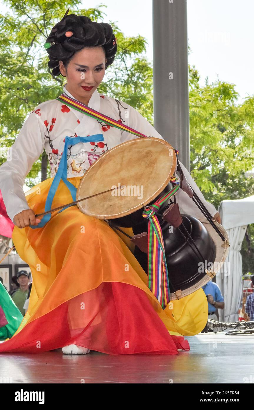 Korean Dancers performing live in the Redpath stage, Toronto, Canada ...