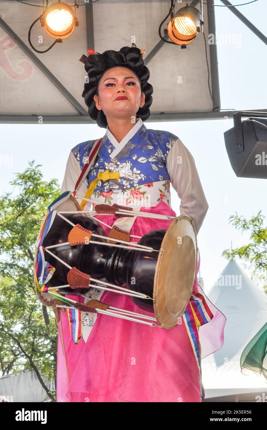Korean Dancers performing live in the Redpath stage, Toronto, Canada ...