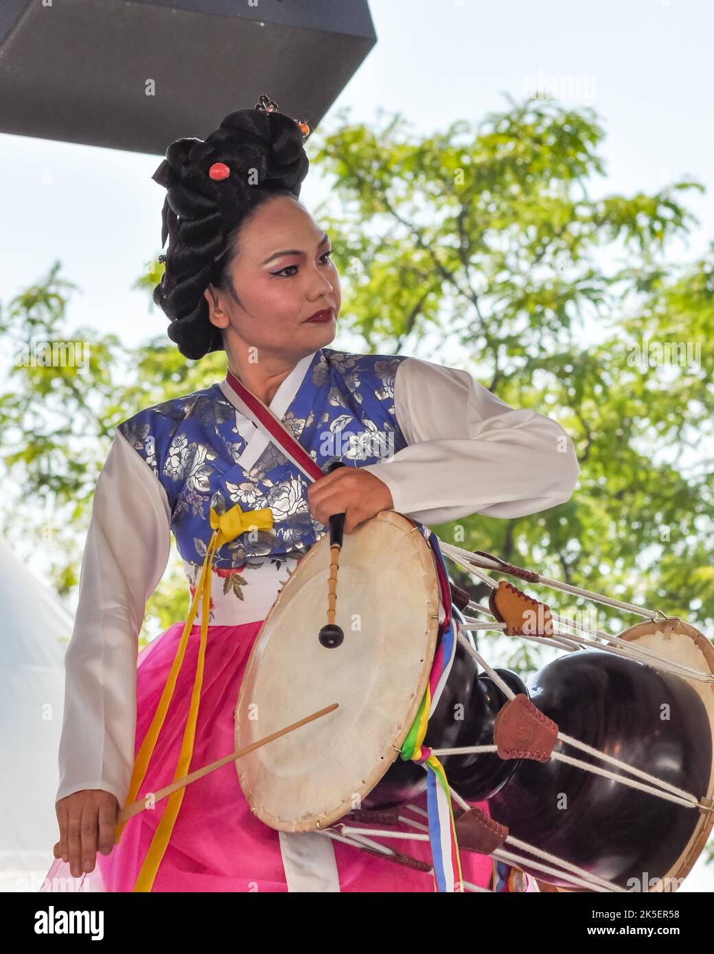 Korean Dancers performing live in the Redpath stage, Toronto, Canada ...