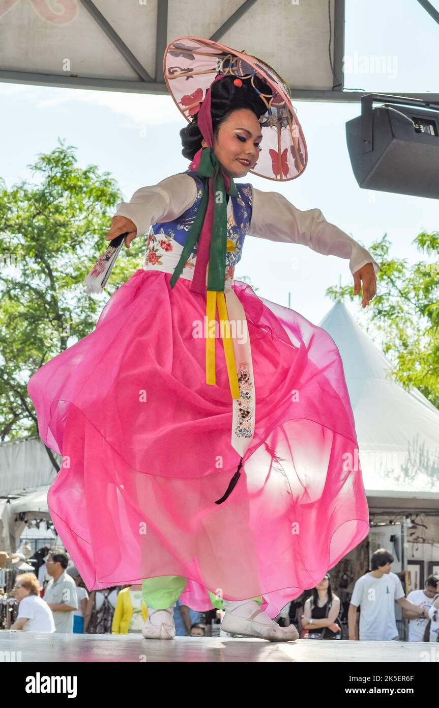 Korean Dancers performing live in the Redpath stage, Toronto, Canada ...