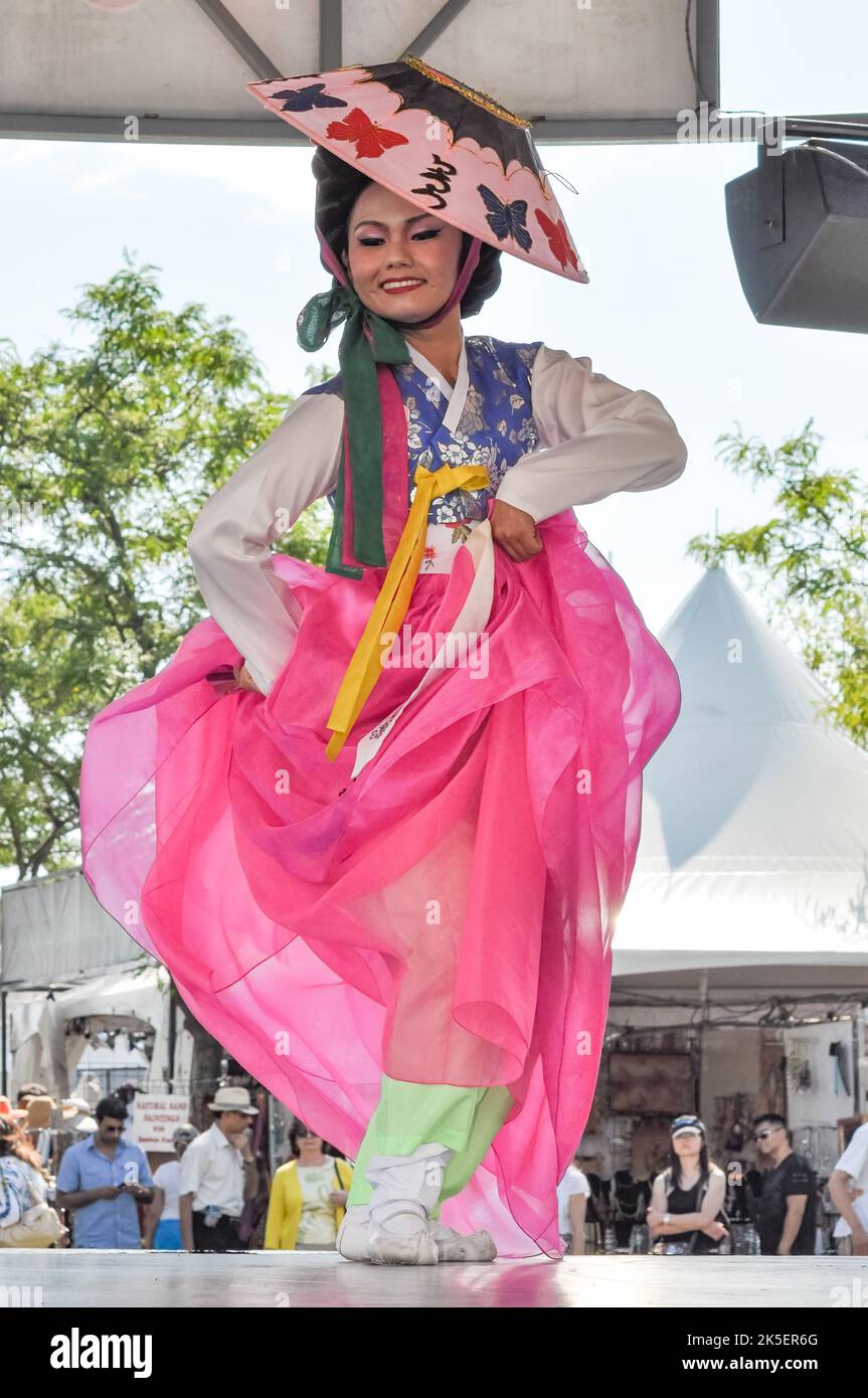 Korean Dancers performing live in the Redpath stage, Toronto, Canada ...