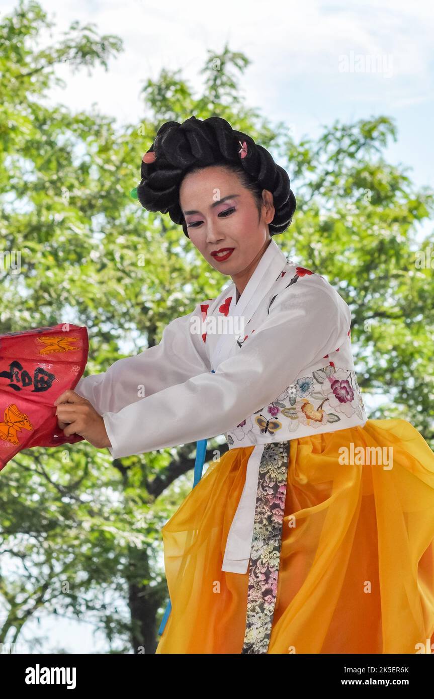 Korean Dancers performing live in the Redpath stage, Toronto, Canada ...