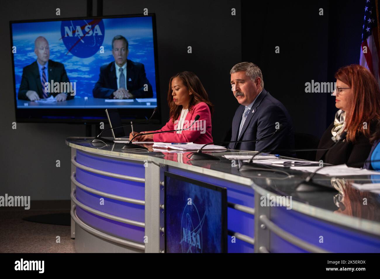 From left, Megan Cruz, NASA Communications; Mike Sarafin, Artemis ...