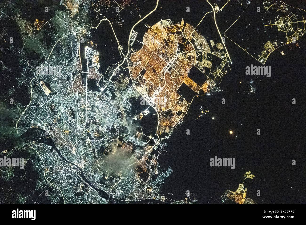 The city lights of Cairo and New Cairo City in Egypt are pictured ...