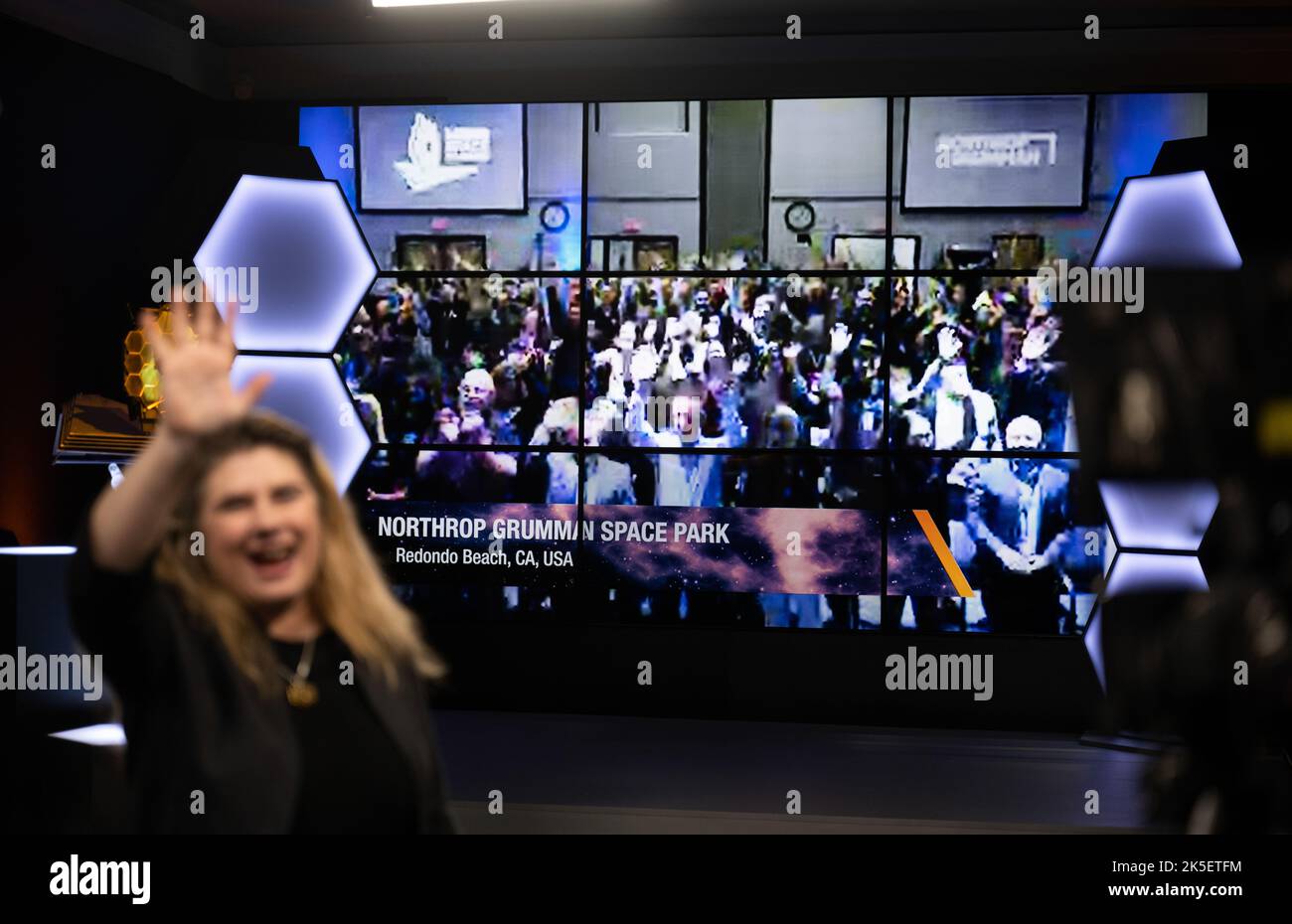 Employees and guests at Northrop Grumman Space Park in Redondo Beach ...