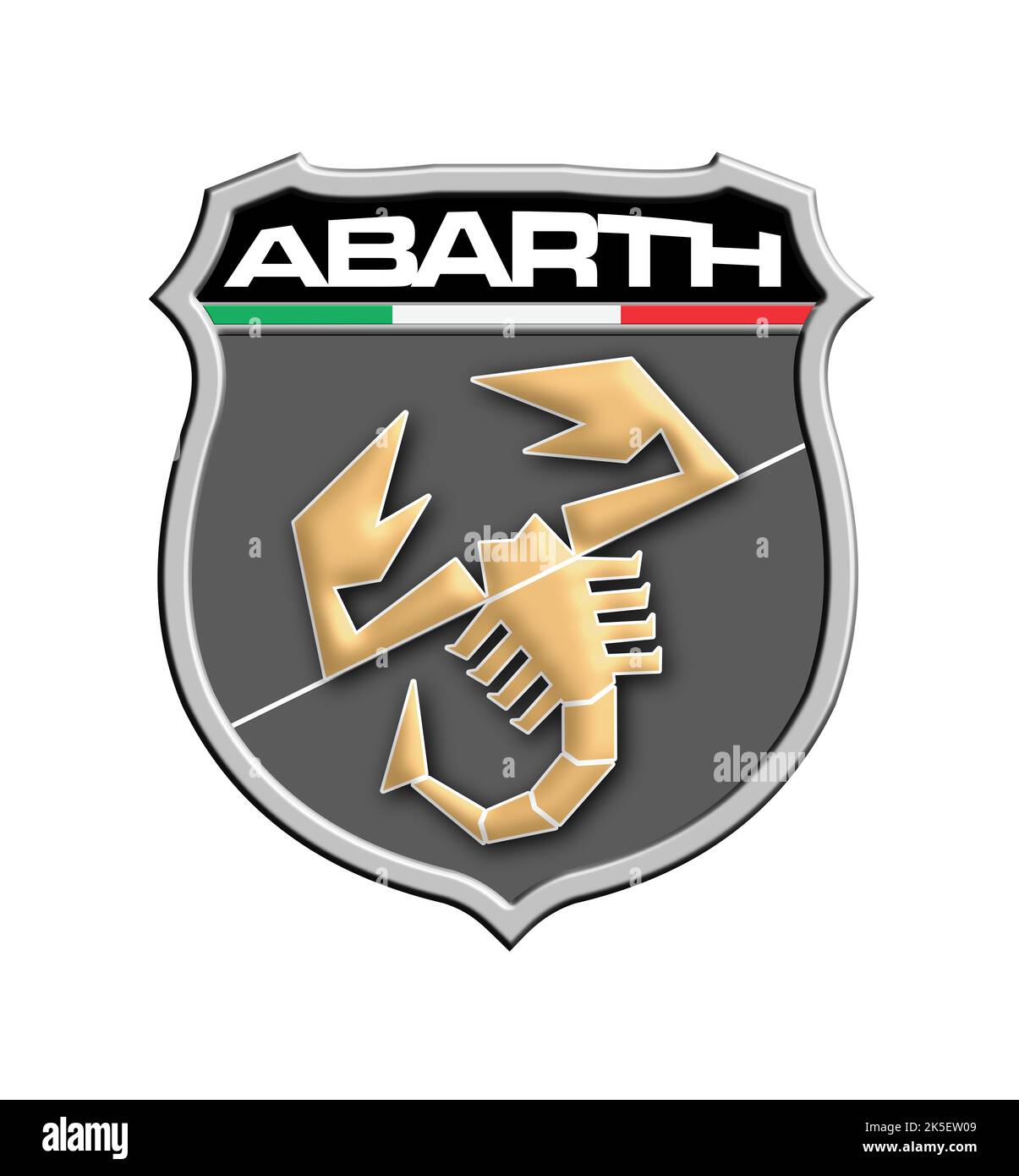 Abarth logo rivisitato sfondo Grigio Record Scorpione color Oro Stock ...
