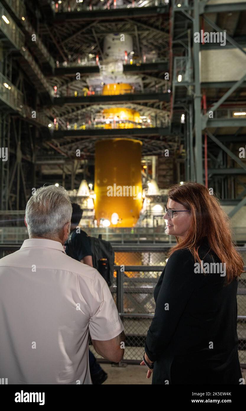 Artemis I Launch Director Charlie Blackwell Thompson, at right, views ...