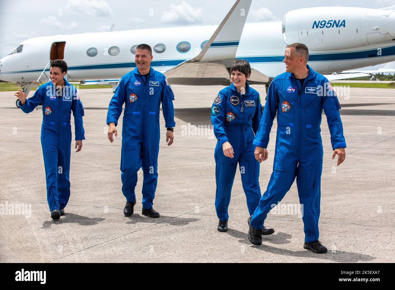 SpaceX Crew-4 astronauts arrive at the Launch and Landing Facility at ...