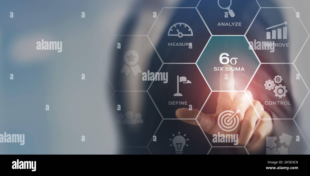 Six sigma concept. The DMAIC industrial technology quality control, industrial process improving ...