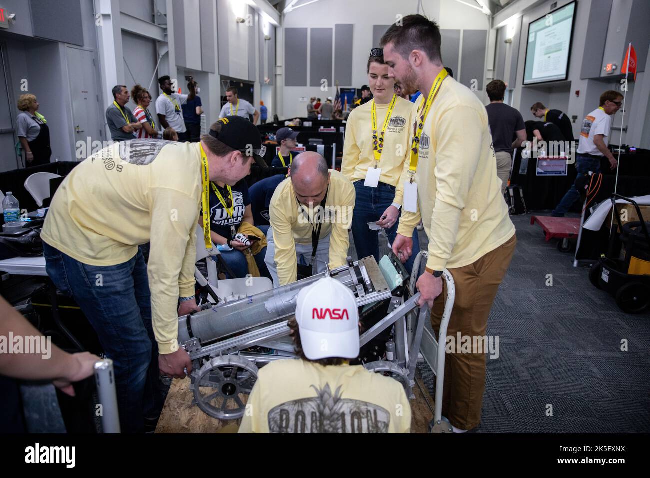 The University of New Hampshire’s robotic miner is placed on a cart to ...