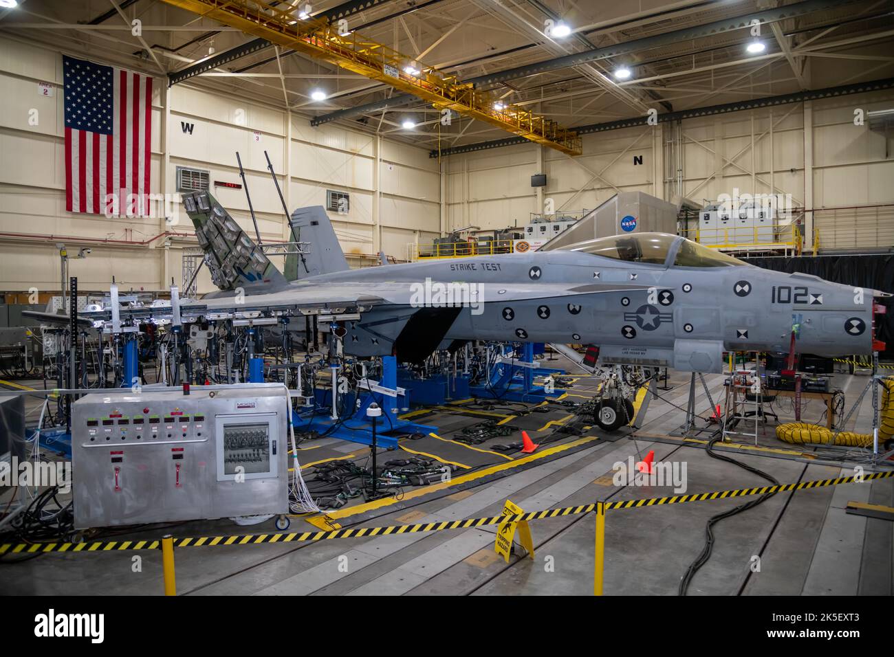 This view shows the right wing loading test configuration and testing ...