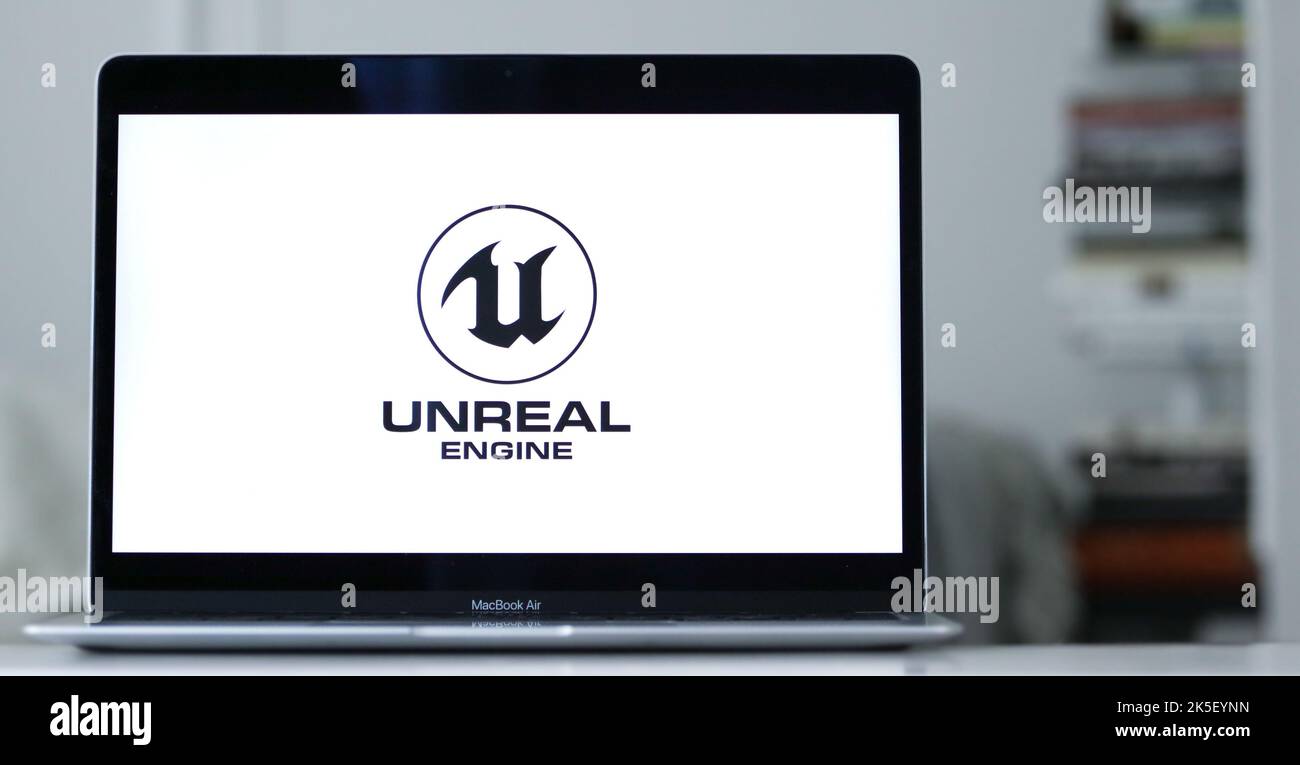 The logo of Unreal Engine 5 by Epic Games, a 3D design and rendering ...