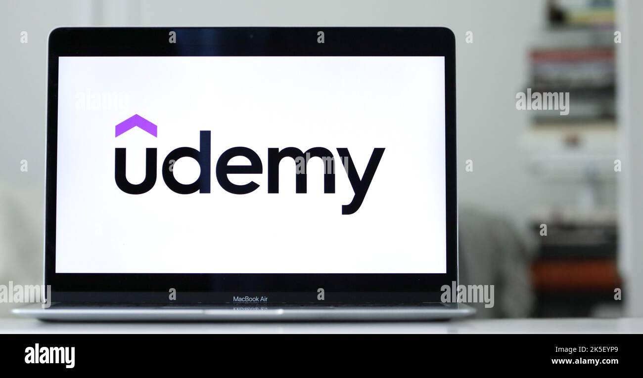 The logo of Udemy, a platform that hosts and sells online courses, to ...