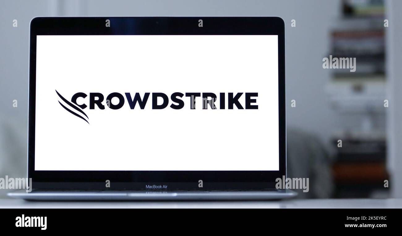 The logo of Crowdstrike, an American cybersecurity technology ...