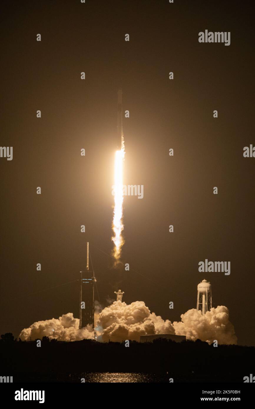 The SpaceX Falcon 9 rocket, with the company’s Crew Dragon atop, lifts ...