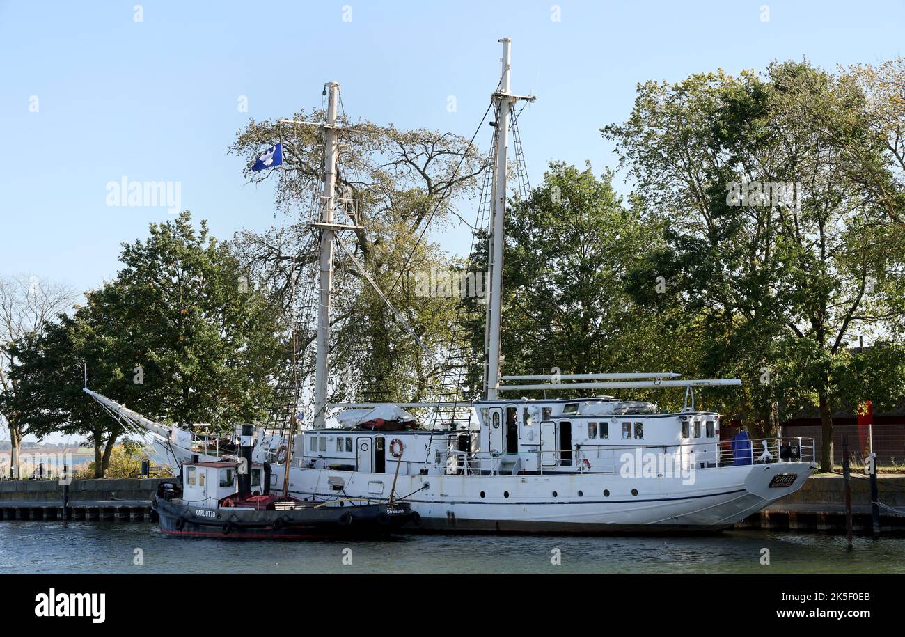 Wieck, Germany. 07th Oct, 2022. The sail training ship "Greif" at its ...