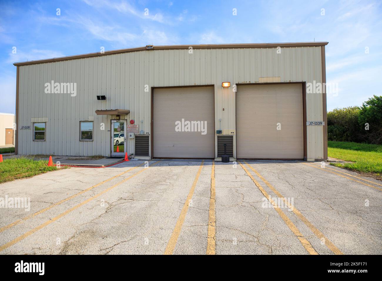 An exterior view of Fire Station 3 at Launch Complex 39B at NASA’s ...