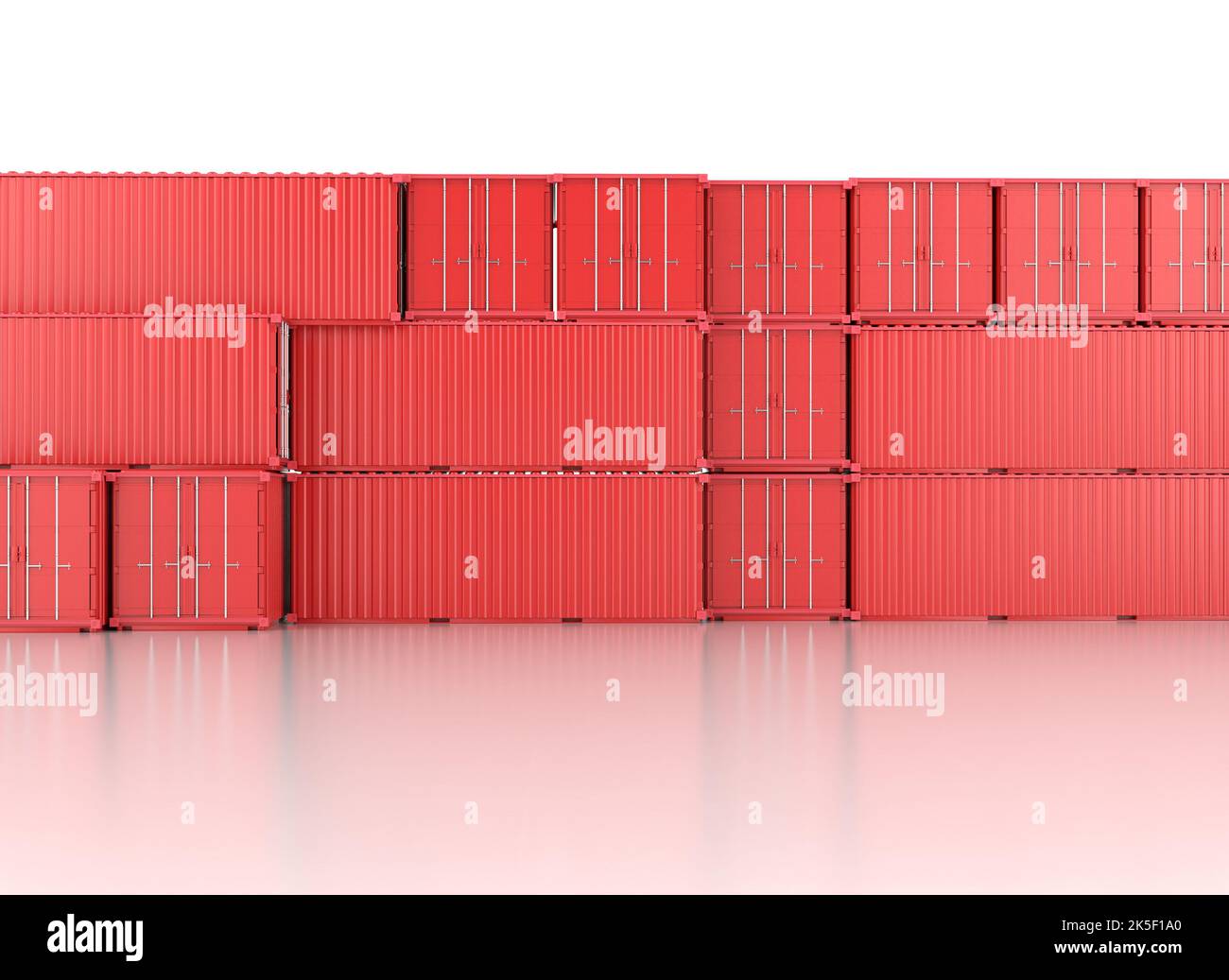 3d rendering stack of red containers on white background Stock Photo ...