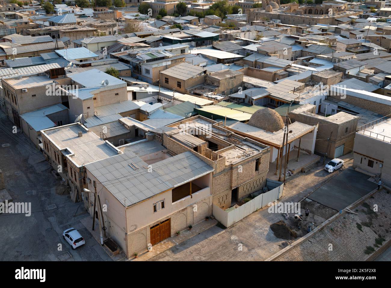 Old residential area mahalla in the old city. Arieal view. Bukhara ...