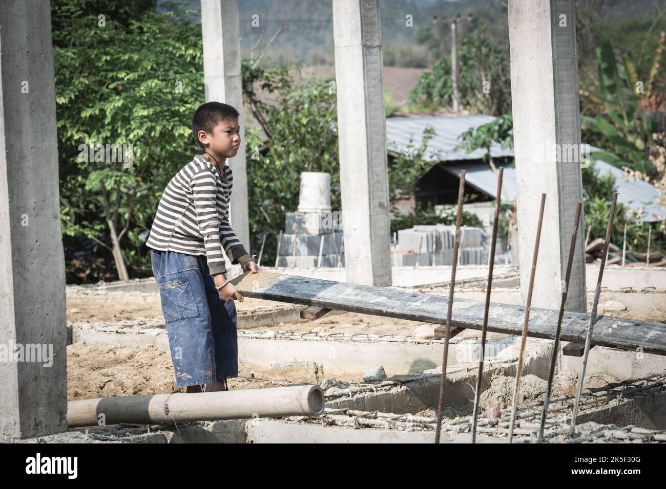 Children are forced to work construction., Violence children and ...