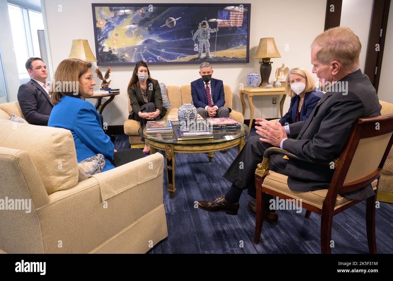 NASA Administrator Bill Nelson, right, meets with incoming JPL Director ...