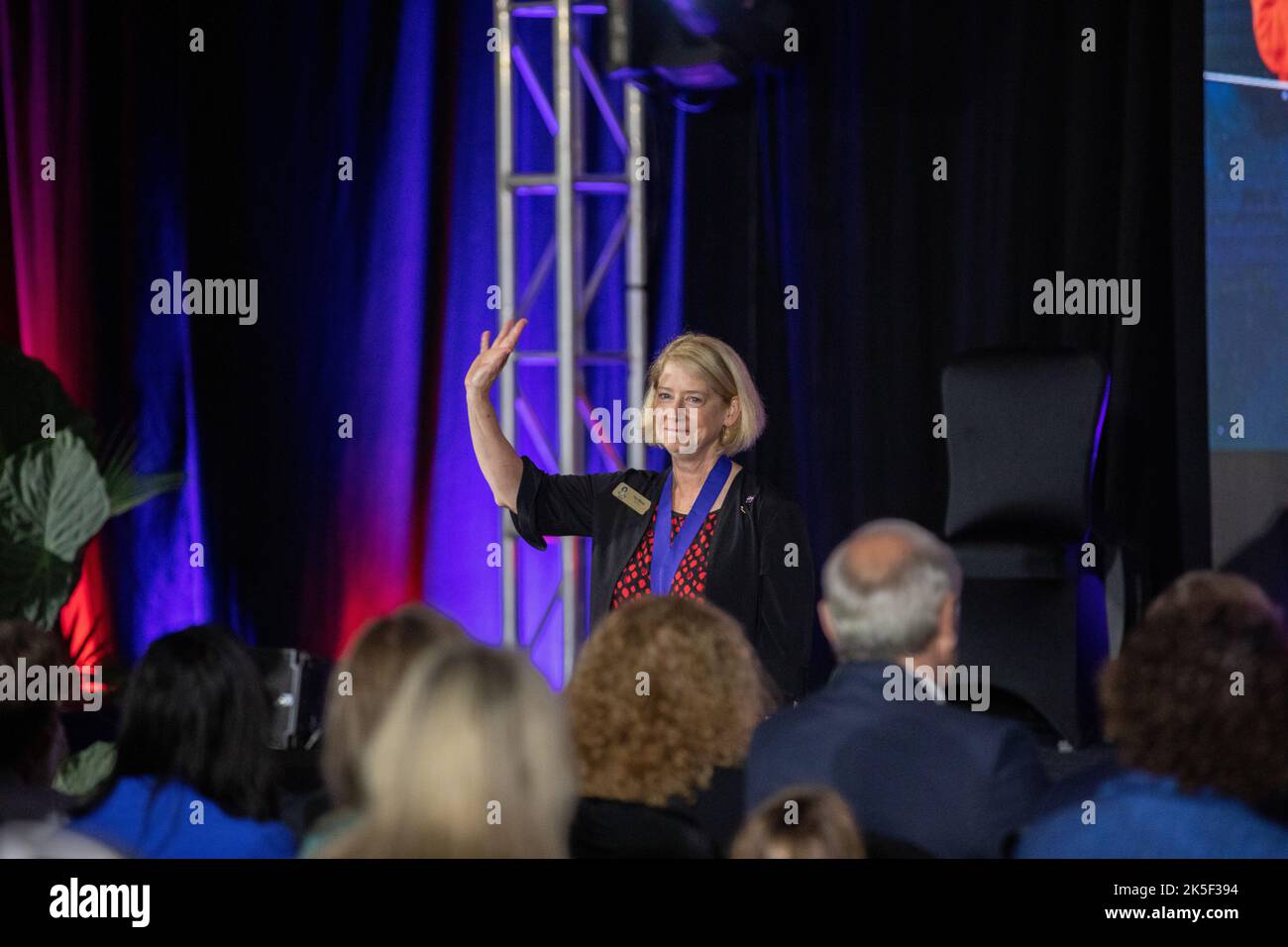 NASA Deputy Administrator Pam Melroy waves to attendees during the U.S ...
