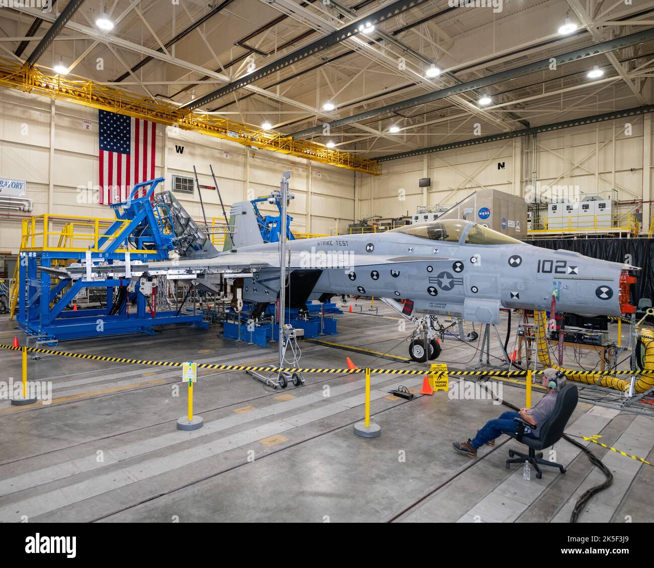 Here is another view of the vertical tail loads testing on a Navy F/A ...