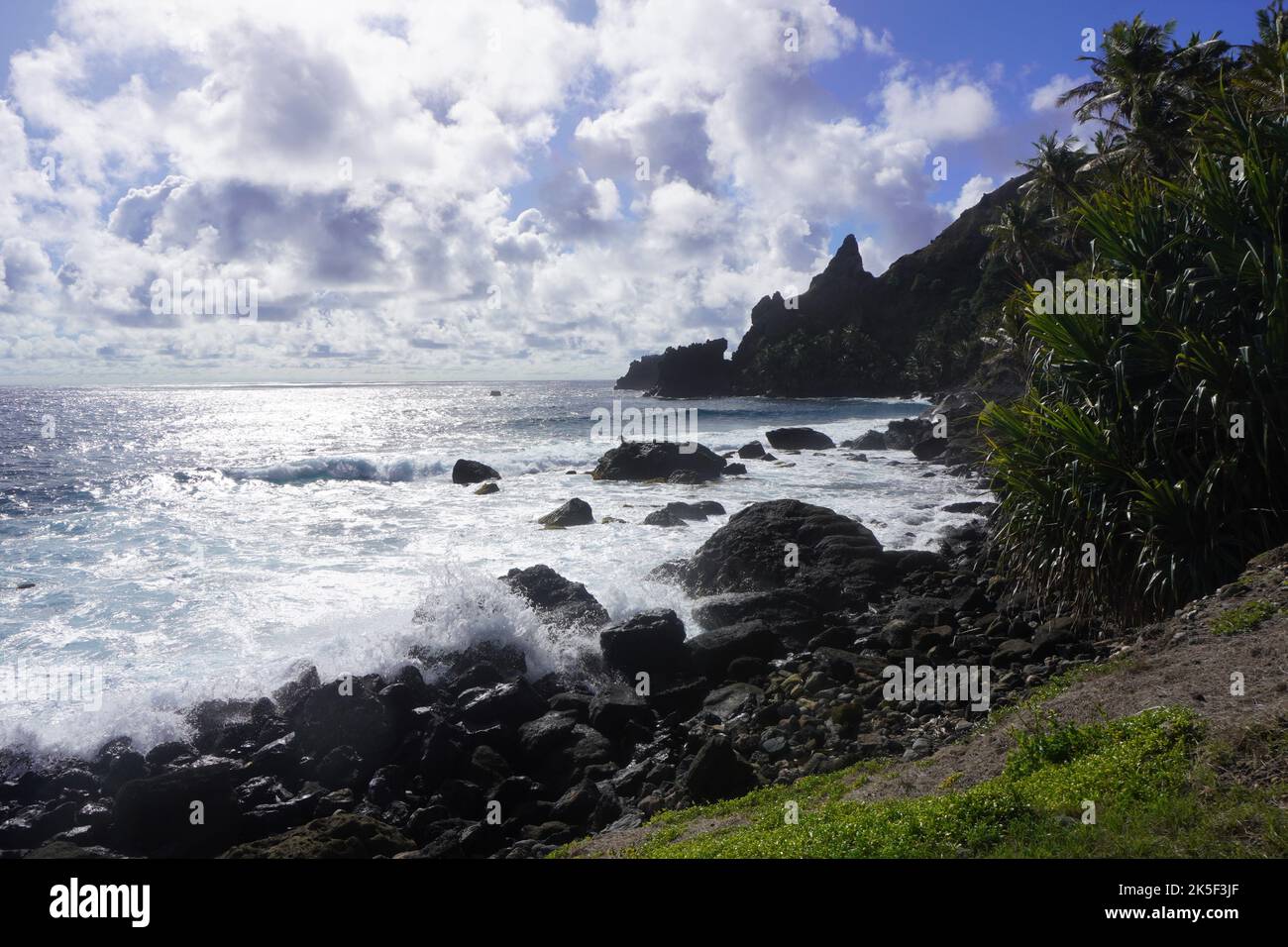 Rugged Bounty Bay Coast, Pitcairn Island Stock Photo - Alamy