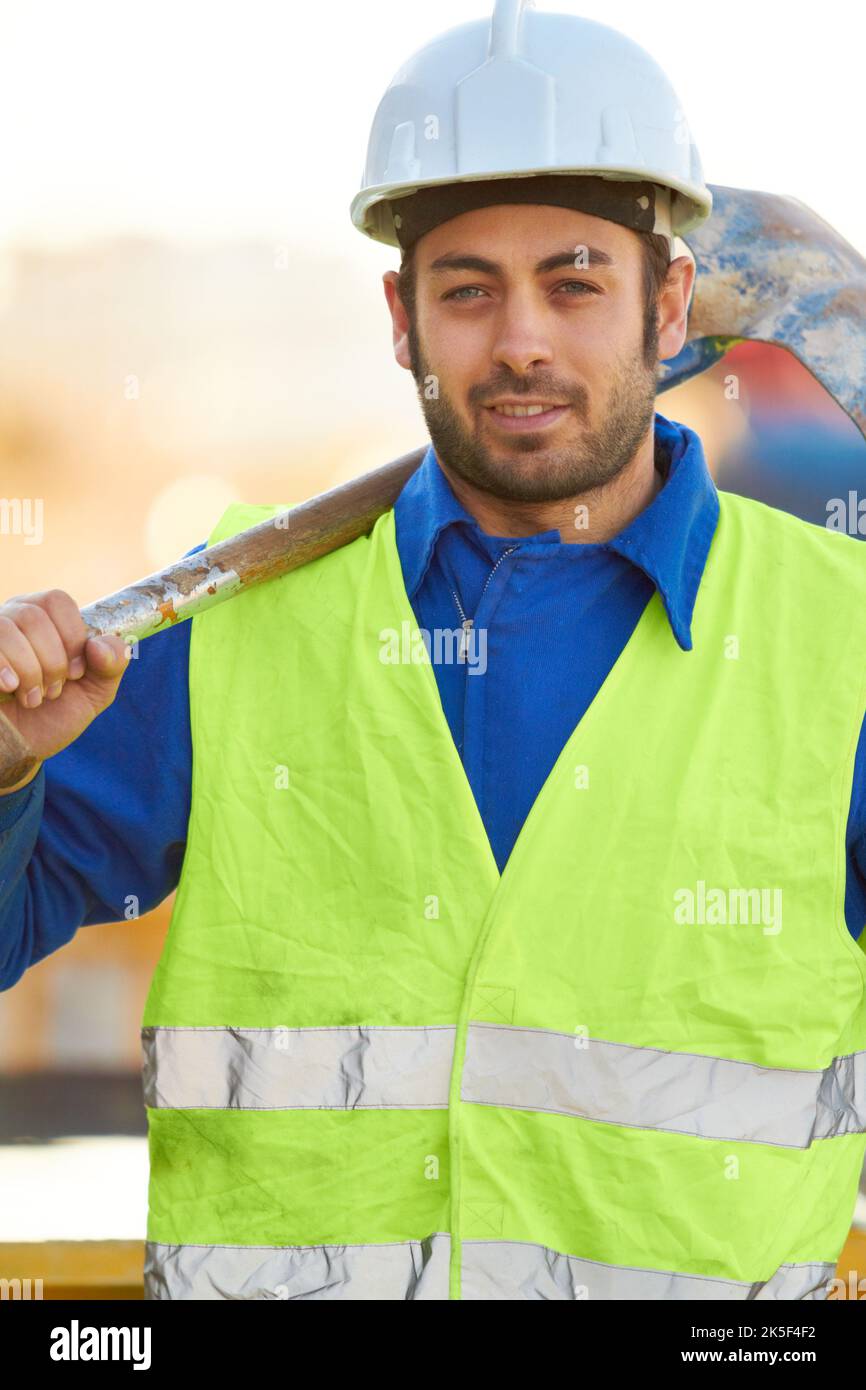Trust him to get the job done. Portrait of a construction worker with ...