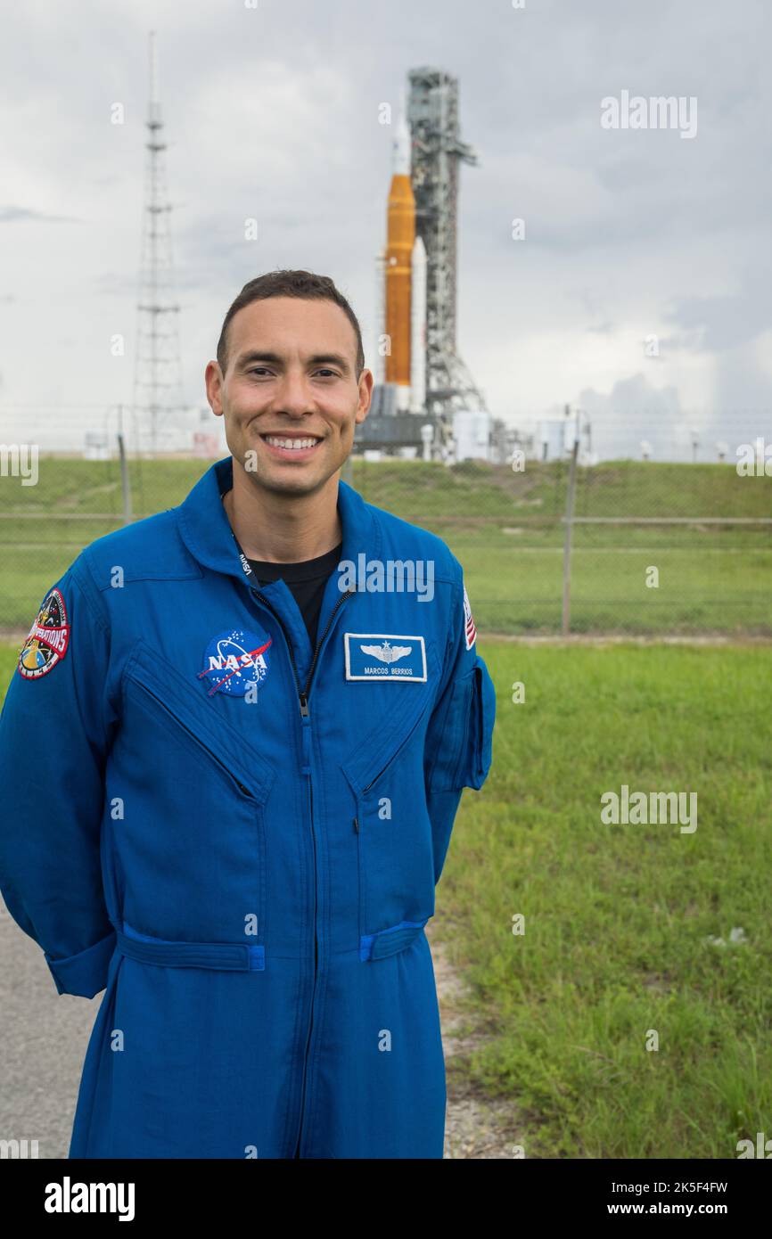 NASA astronaut candidate Marcos Berrios poses for a photograph in front ...