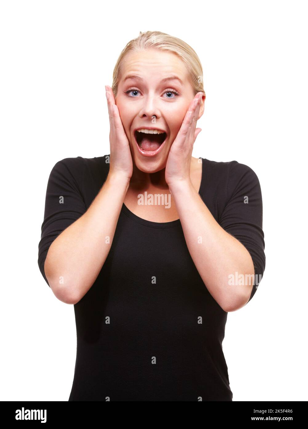 No way. An attractive young woman expressing great surprise against a ...