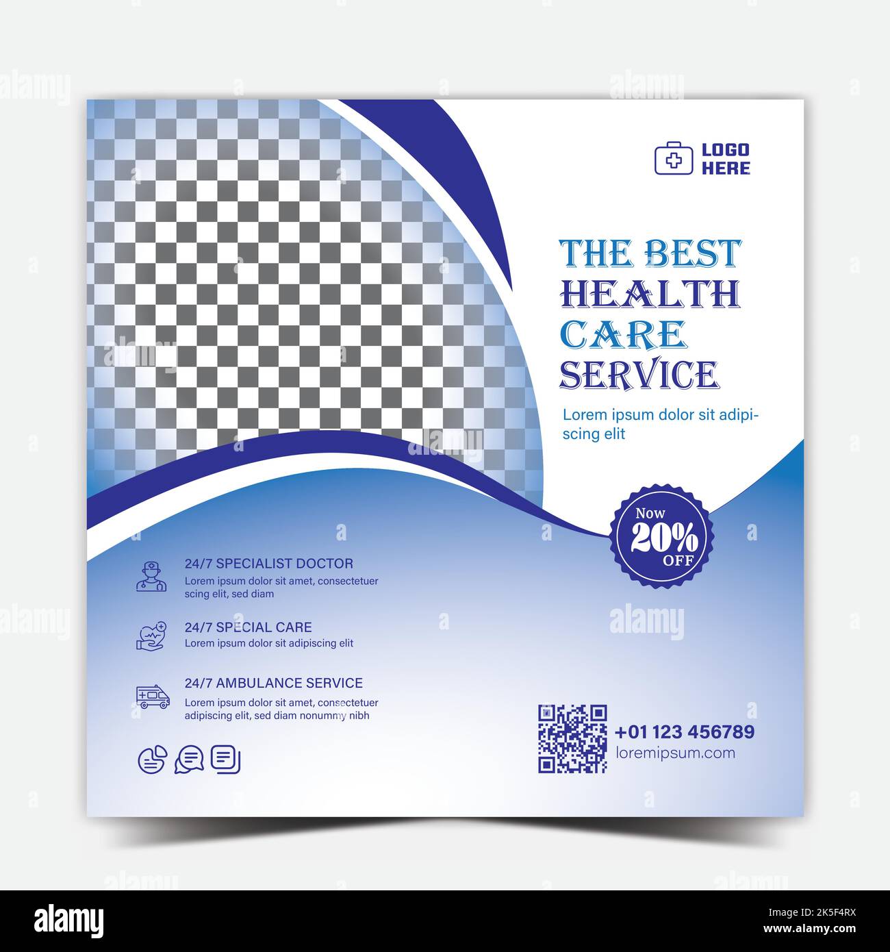 Medical social media post template; health banner template for social ...