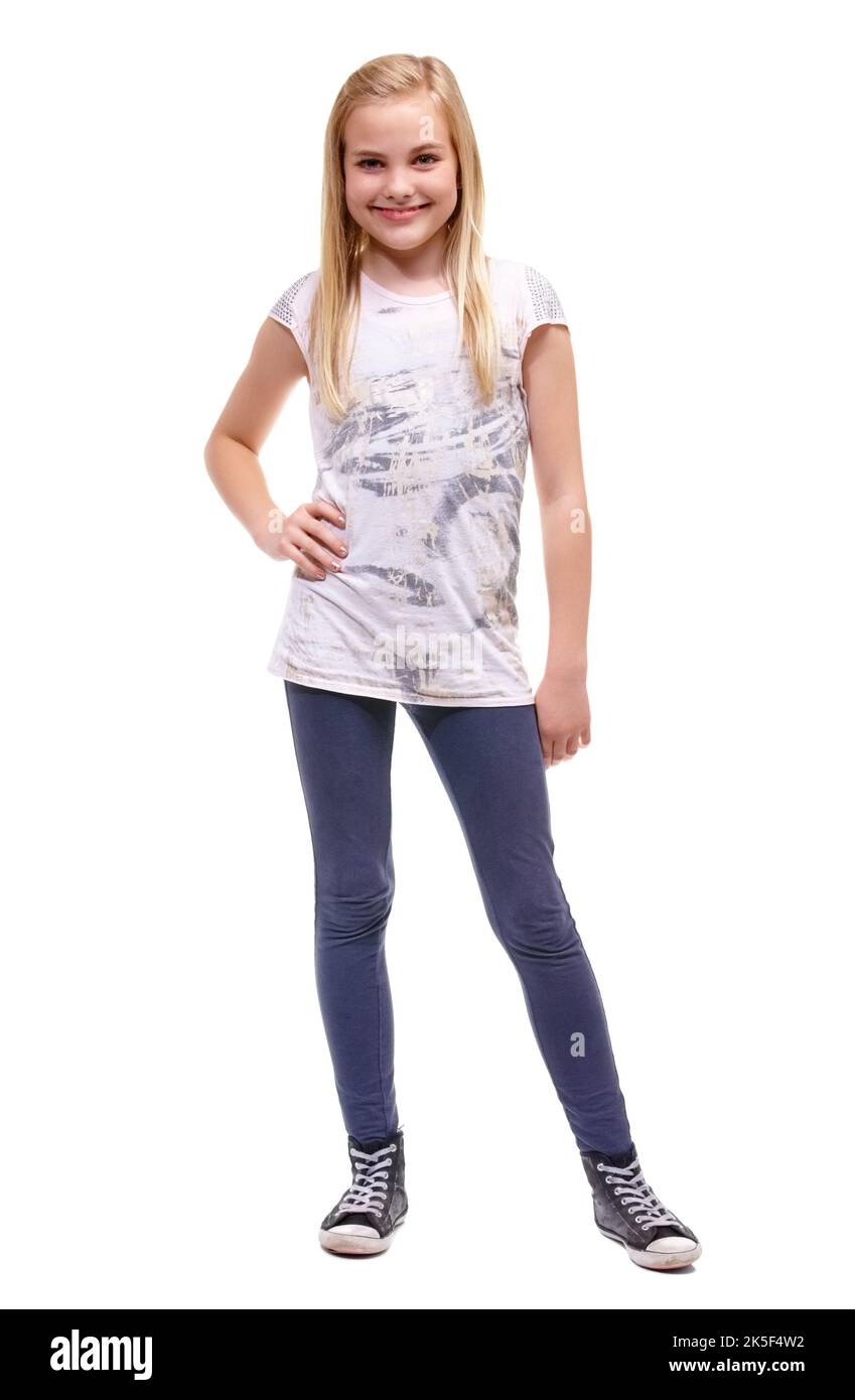 Feeling good about myself. Full length shot of a young girl posing ...