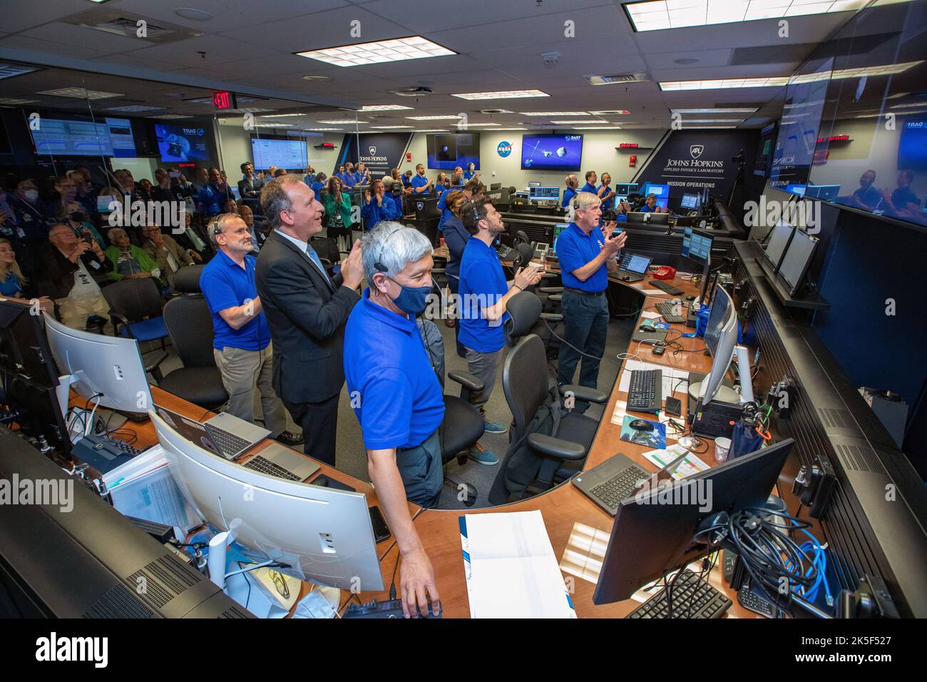 NASA’s Double Asteroid Redirection Test (DART) command team at Johns ...