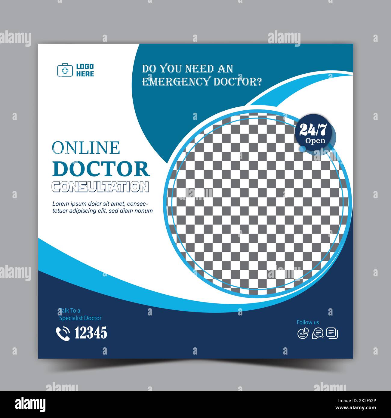 Medical social media post template; health banner template for social ...