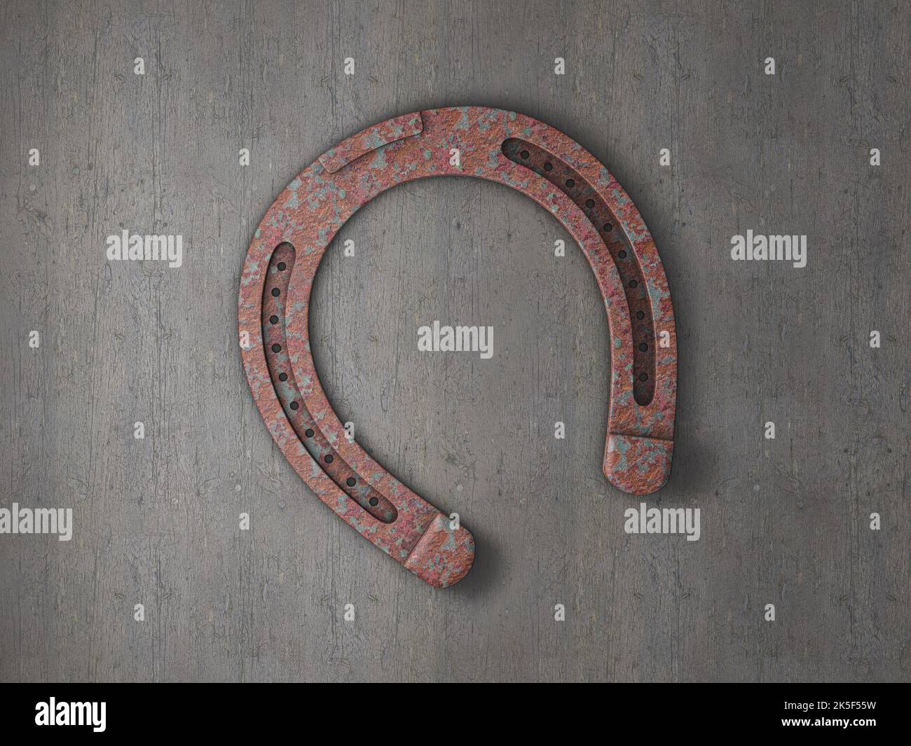 Horseshoe on wooden background. 3d illustration Stock Photo - Alamy