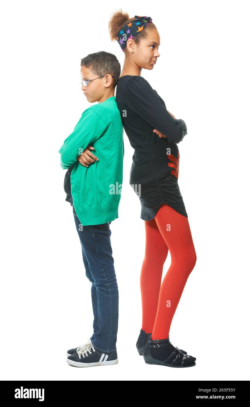 Whatever...you said it first. Siblings standing back to back after ...