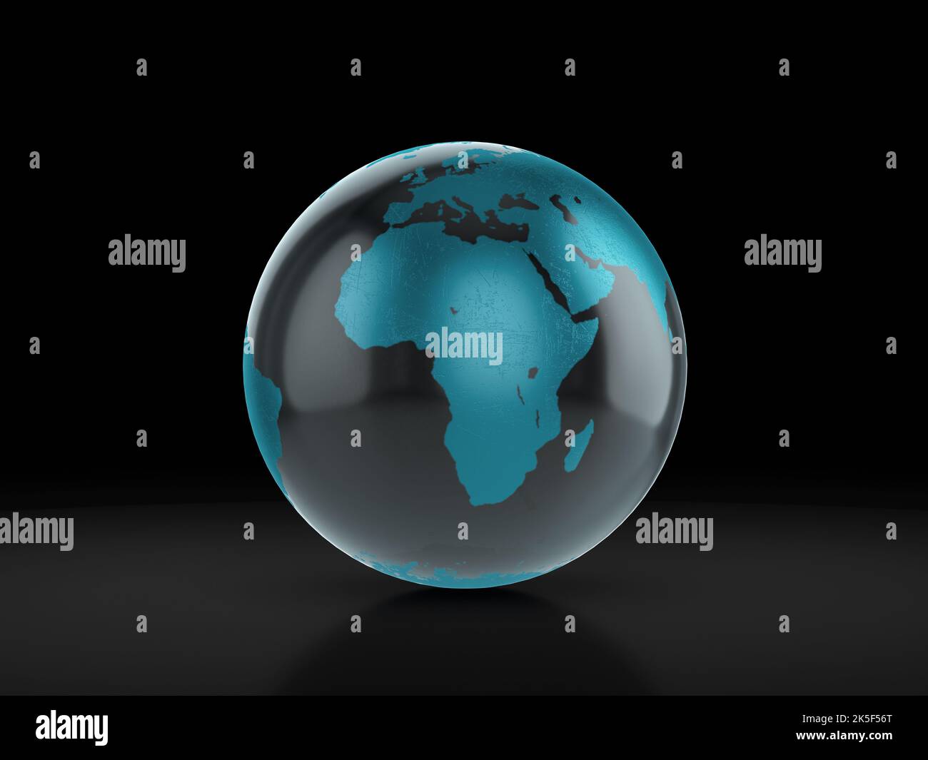 Glass world globe on a black background. 3d illustration Stock Photo ...