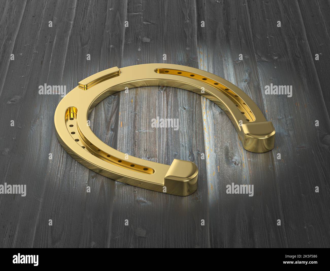 Horseshoe on wooden background. 3d illustration Stock Photo - Alamy